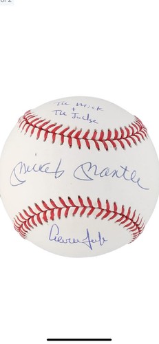 Aaron Judge/Mickey Mantle Dual Signed, Inscribed ONL Baseball/MLB ...