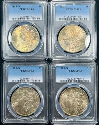Lot of Four x Toned 1885-O PCGS MS63 Morgan Silver $1 | eBay