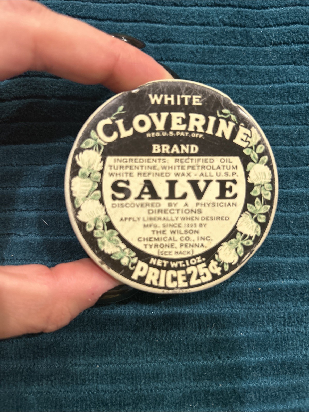 Vintage "White Cloverine Brand" 1 Ounce Salve Tin | eBay