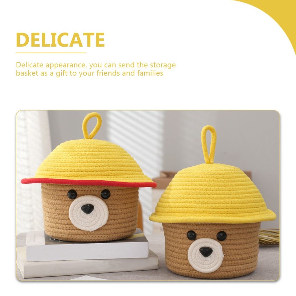 Cartoon Animal Felt Organizer Basket Woven Bear Bath Toy Cotton Rope ...