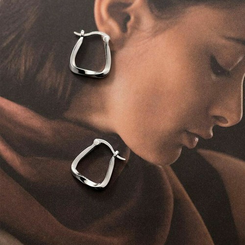 Women Jewelry Sterling Silver Twisted U Shaped Huggie Hoop Earrings ...