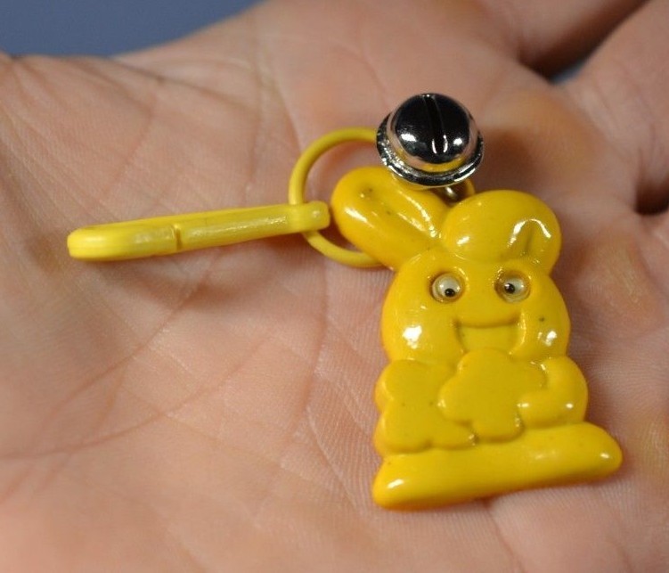 Vintage 80's Plastic Charm Bell clip Necklace Yellow Bunny Charm Google ...