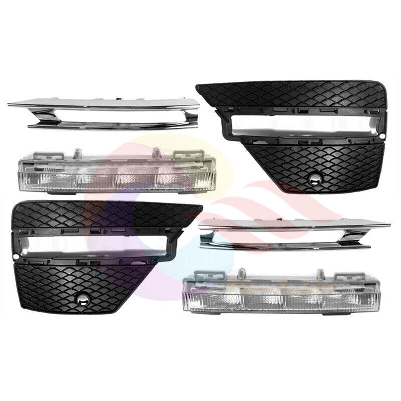 LH+RH Front Bumper Grille Cover w/ LED Foglight For Mercedes W166 ML400 ...