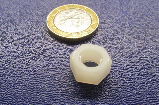 Hex Nut, Natural Nylon Plastic, M8 Thread x 1.25 x 13.2mm W x 6.7mm H ...