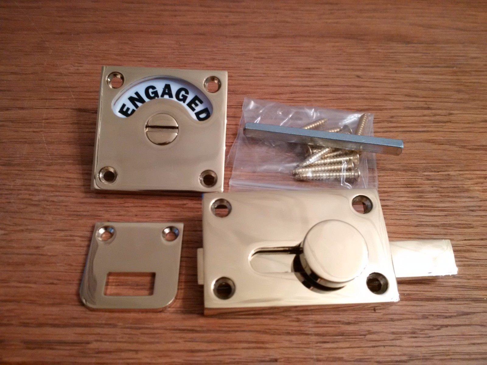 BRASS VACANT ENGAGED TOILET BATHROOM DOOR LOCK INDICATOR BOLT SLIDING ...