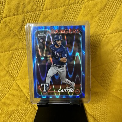 2024 Topps Chrome Evan Carter Rookie Blue Raywave /150 Baseball Card ...