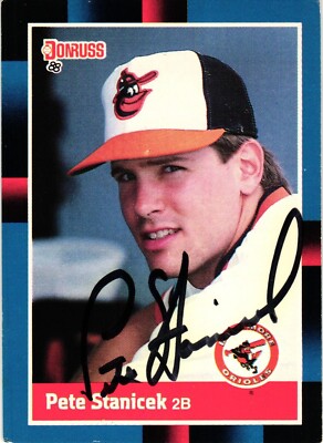 Pete Stanicek Signed #541 1984 Donruss MLB Baseball Card AUTO Orioles ...