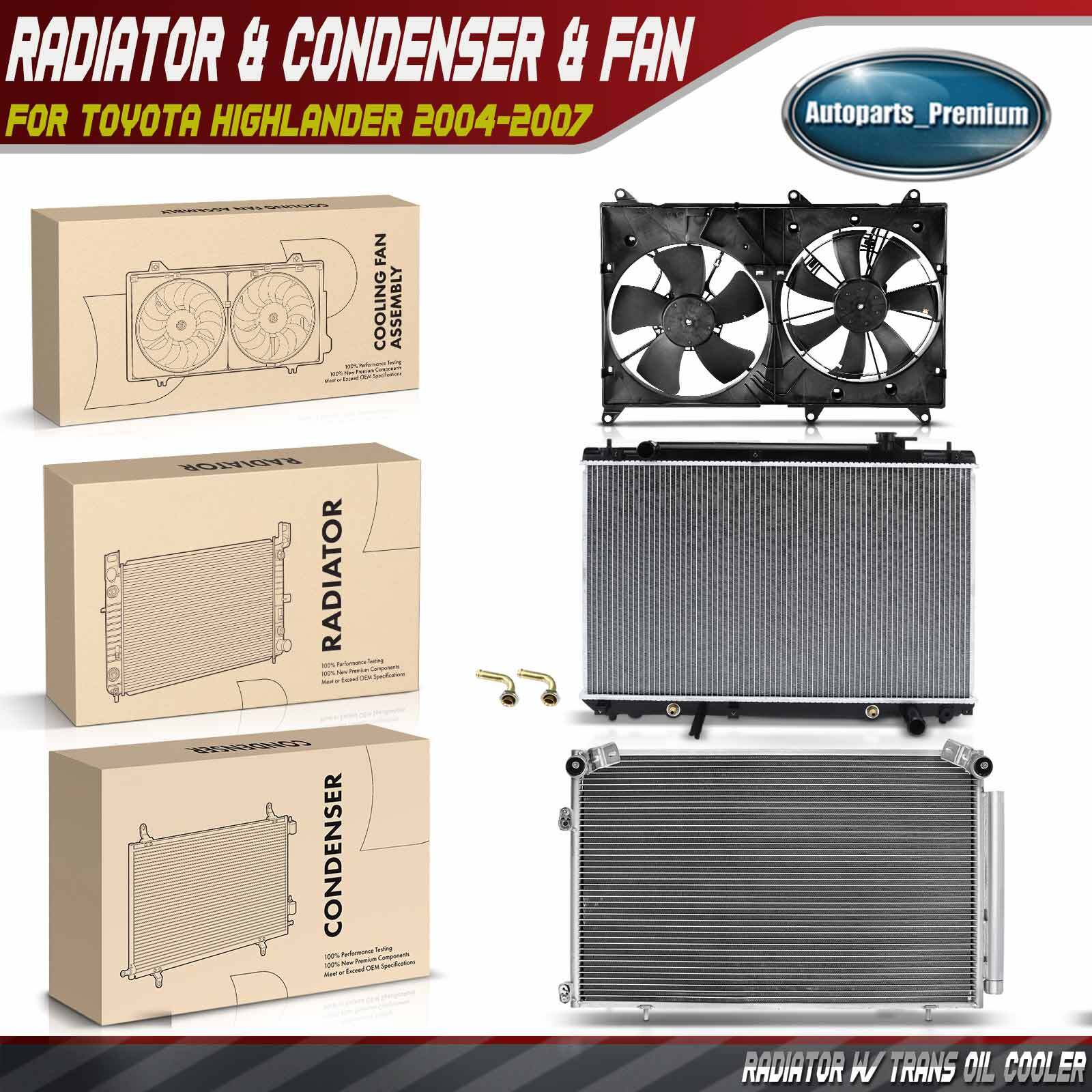 Radiator & AC Condenser & Cooling Fan Kit for Toyota Highlander 2004 ...