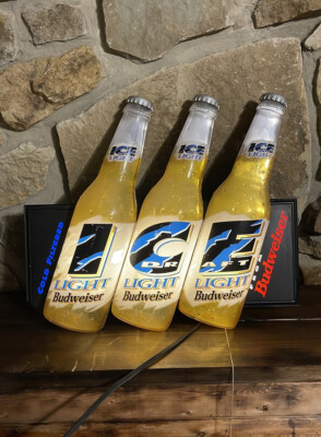 Vintage 1994 Budweiser Ice Light Draft Beer Lighted Sign Display Works ...