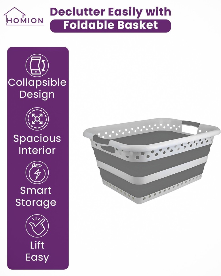 Collapsible Folding Laundry washing Basket storage Space Saving Cloth ...