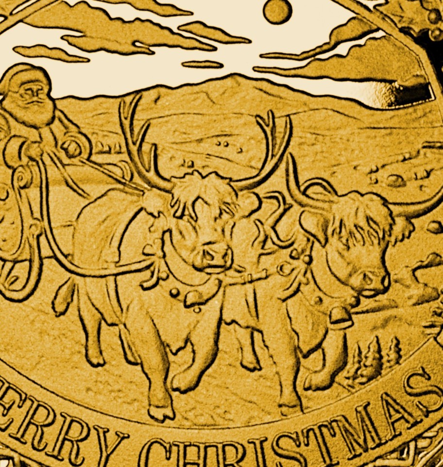 HIGHLAND COO 24ct Gold Commemorative Coin. Merry Christmas/Xmas Cow ...
