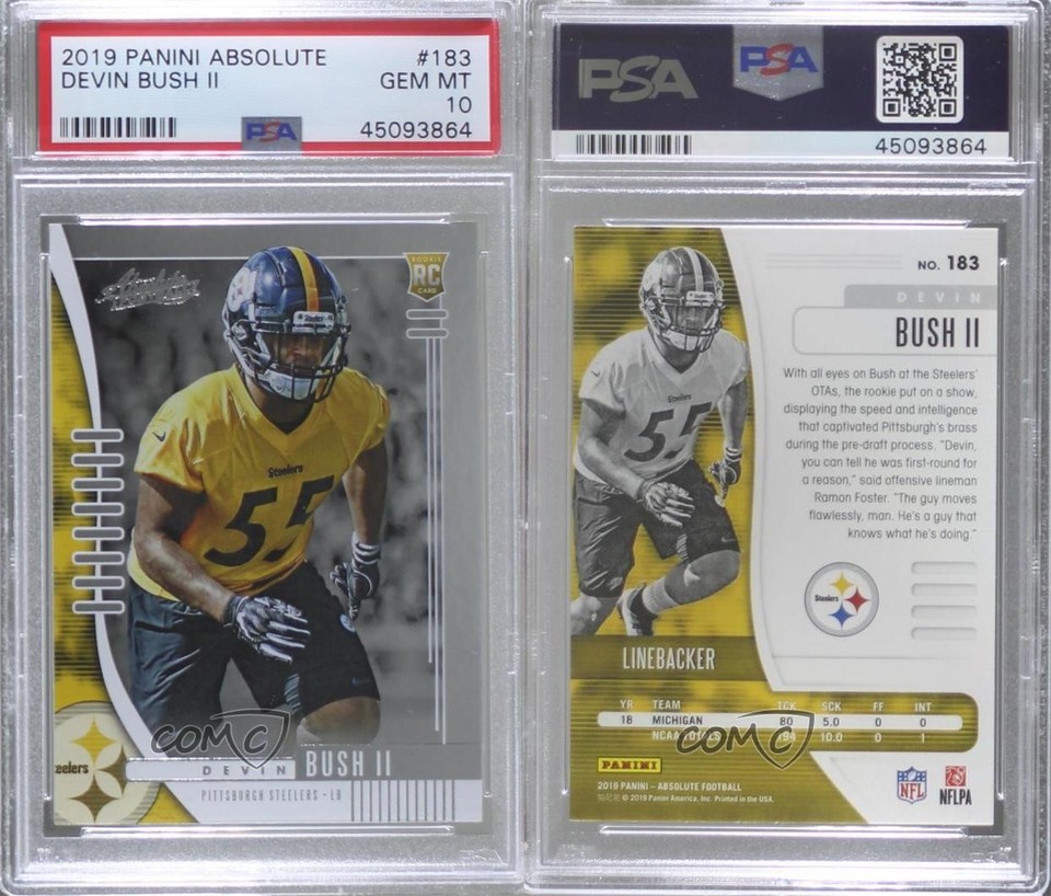 2019 Panini Absolute Rookie Devin Bush II #183 PSA 10 GEM MT Rookie RC ...
