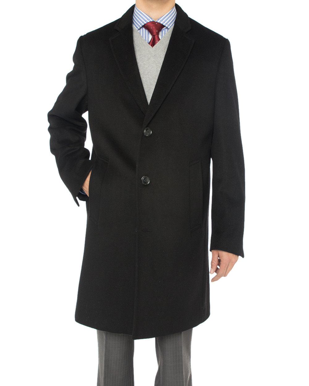Luciano Natazzi Italian Mens Cashmere Overcoat Knee Length Trench Coat ...