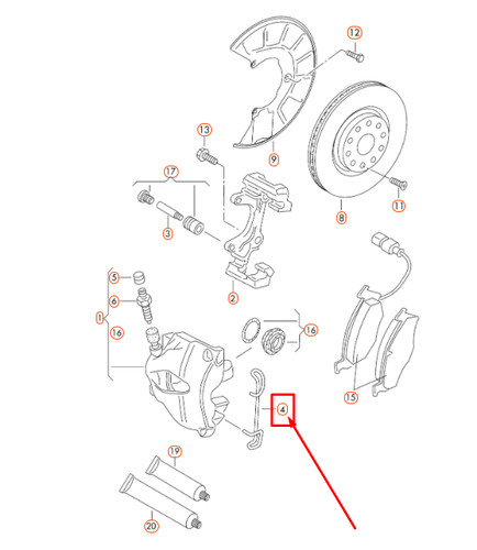 OEM AUDI Q3 8U FRONT BRAKE CALIPER RETAINING SPRING 5N0615269 GENUINE ...