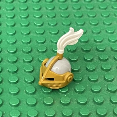 Lego Castle light bluish gray helmet w/ pearl gold visor pointed and ...