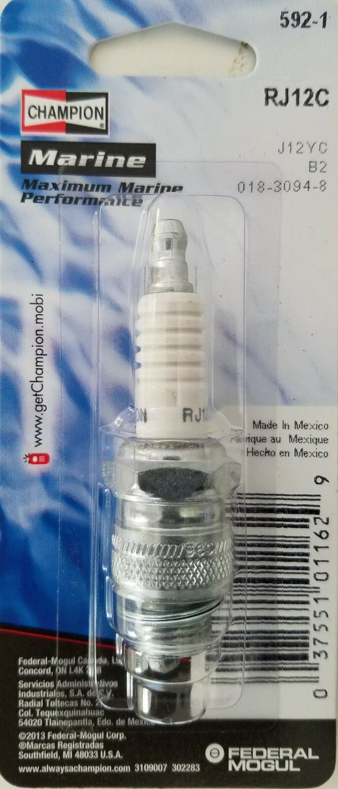 Champion Spark Plug RJ12C #592 #592M #592s Replaces RJ12YC J12 J12J ...