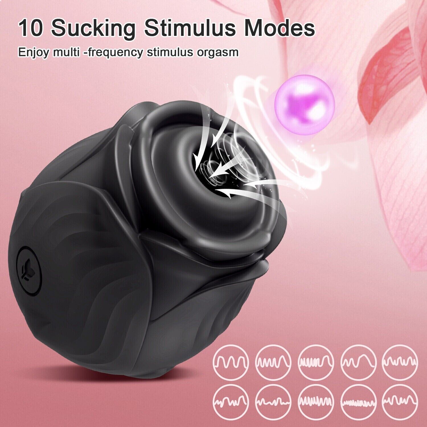 Rose Sucking Vibrator 10 Speed G Spot Massager Dildo Clit Sucker Women