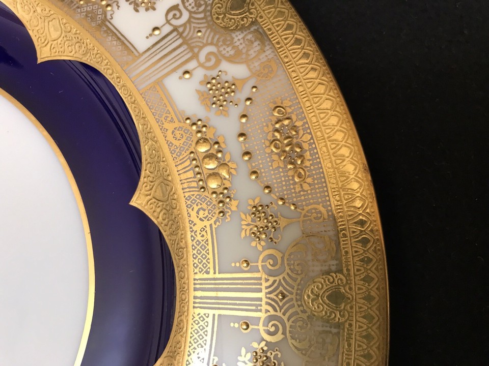 Lenox porcelain Cobalt Blue & Gold Encrusted beaded Dinner /service ...