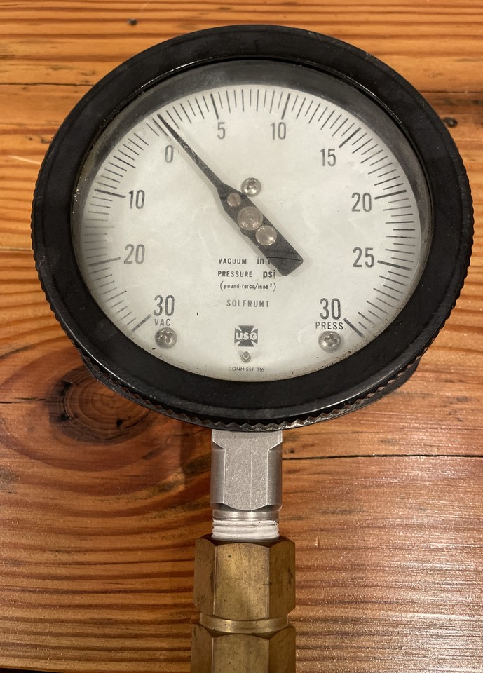 Large USG Solfrunt 0-30 HG Vacuum and 0-30 PSI Pressure Gauge 33020 ...