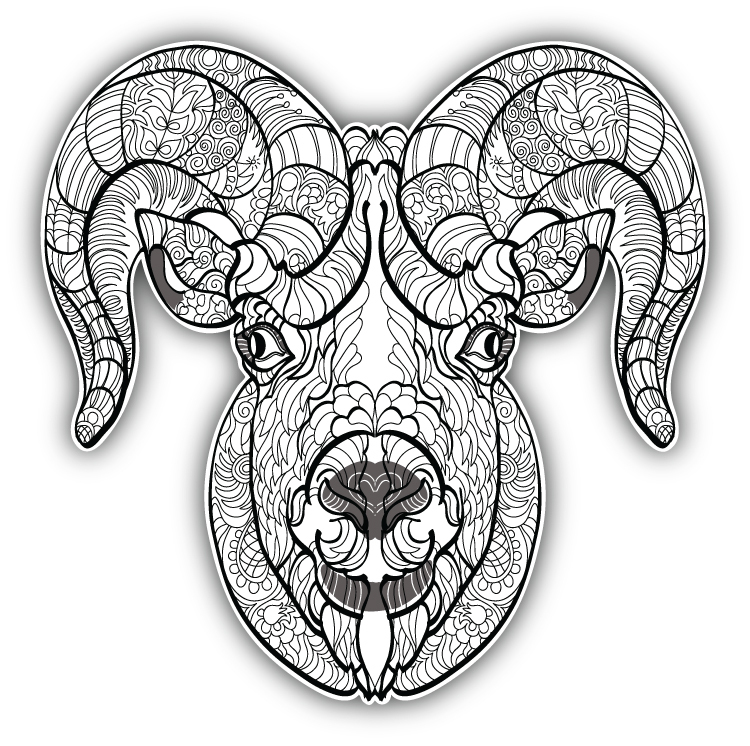 Ornamental Goat Head Car Bumper Sticker Decal 5'' x 5'' | eBay