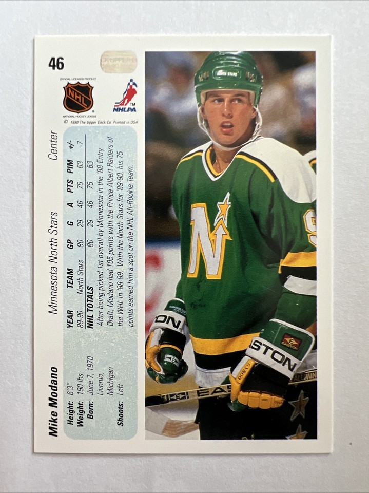 1990 Upper Deck #46 Mike Modano ROOKIE CARD Minnesota North Stars NM ...