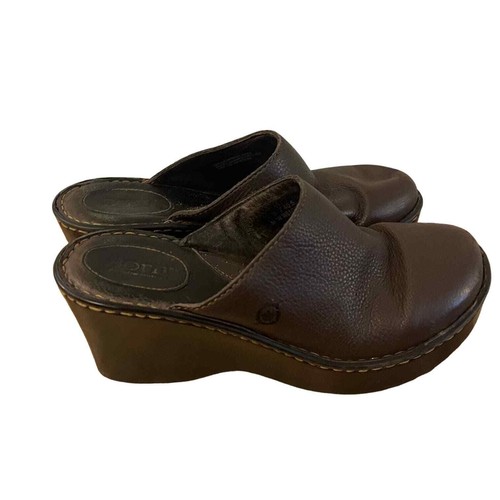 Born Brown Leather Slip on Clogs-Size 9/40.5 | eBay