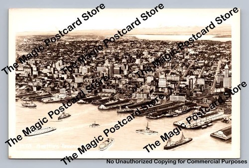 "Seattle's Famous Harbor" RPPC Vintage Washington Photo Postcard ~1940s ...
