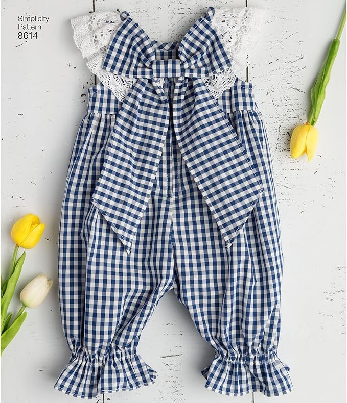 Simplicity 8614 Baby Romper Jumper Ruffled Play Outfit Bloomers Dress Pattern | eBay