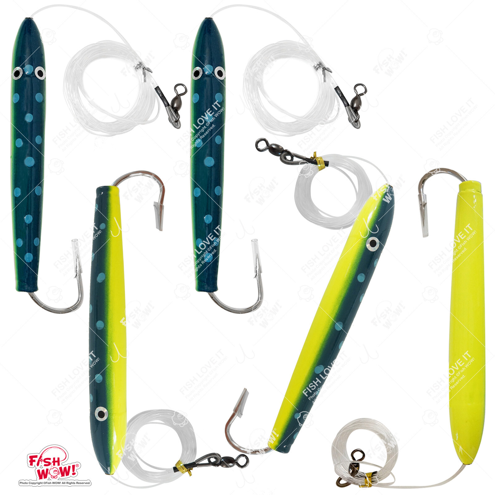 5pcs 6" Fishing Cedar Plugs Rig Tuna Mahi Trolling Wooden Fish Lure ...