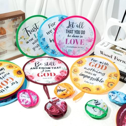 50Pcs Christian Church Folding Fan, Religious Flower Collapsible ...