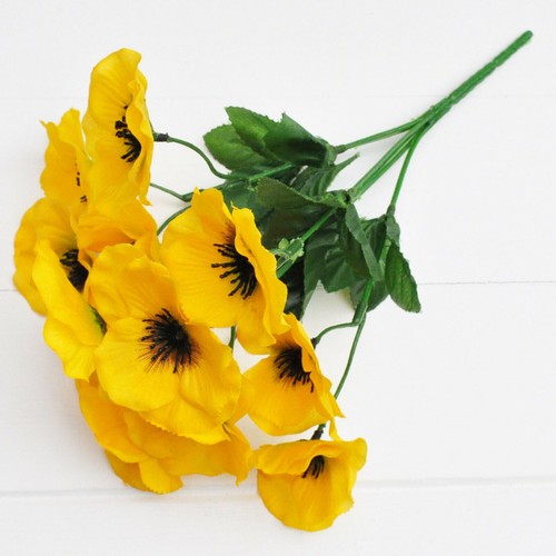 ARTIFICIAL SILK FLOWERS PANSY BUNCH 6 COLOURS Home Wedding Outdoor ...