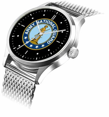 U.S. Army National Guard Emblem Watch Has Polished Chrome Case & S. S ...