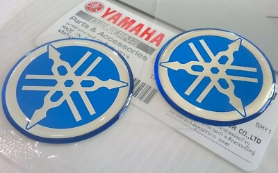 100% Genuine YAMAHA 40mm Tuning Fork Logo Blue Silver Decal Emblem ...
