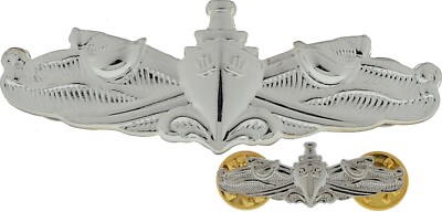 US Navy Naval Surface WARFARE Specialist ESWS + Miniature SILVER Badge ...