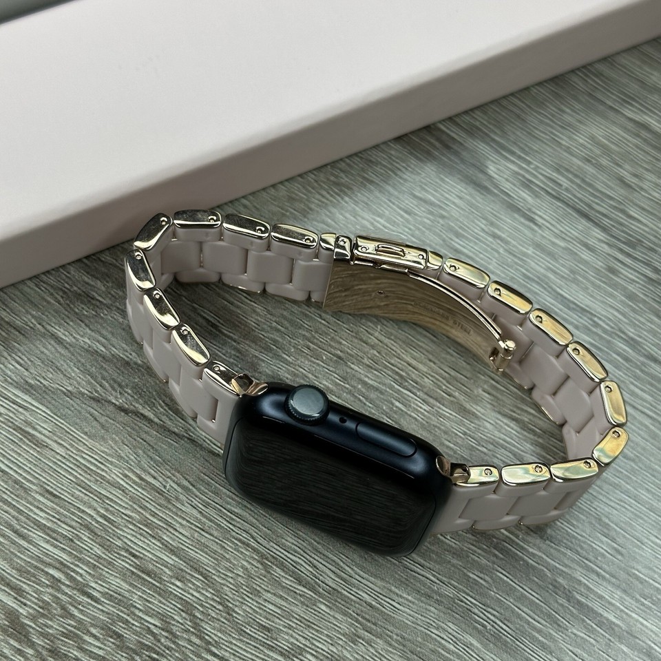 NEW Michele Rose Gold Steel Pink Silicone Wrapped Strap For ANY Apple ...
