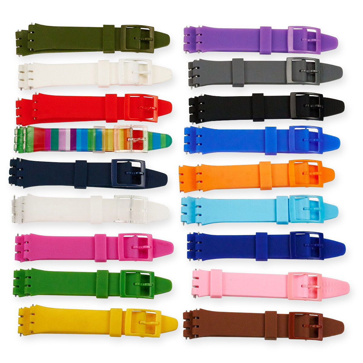 17mm Silicone Rubber Swatch Watch Strap Soft Band Replacement 18 ...