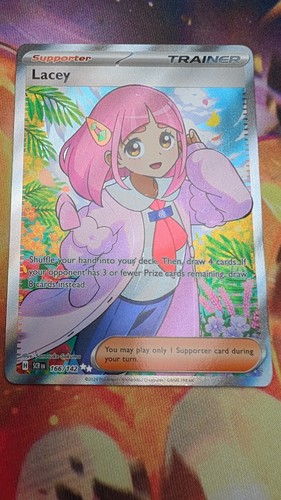 Pokémon TCG Stellar Crown Lacey Full Art Ultra Rare Holo Trainer Card ...