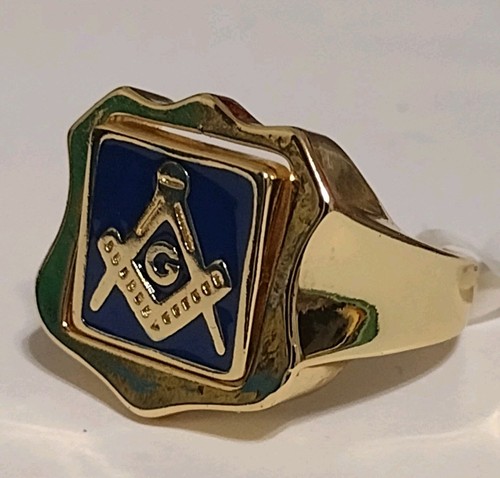 Gold Master Mason Flip Ring SIZE 11 Secret Society Ring Square Compass ...