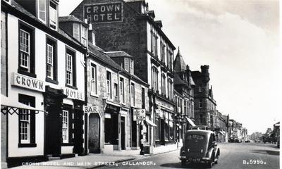 Crown Hotel Main Street Callander motor car unused RP old postcard Good ...