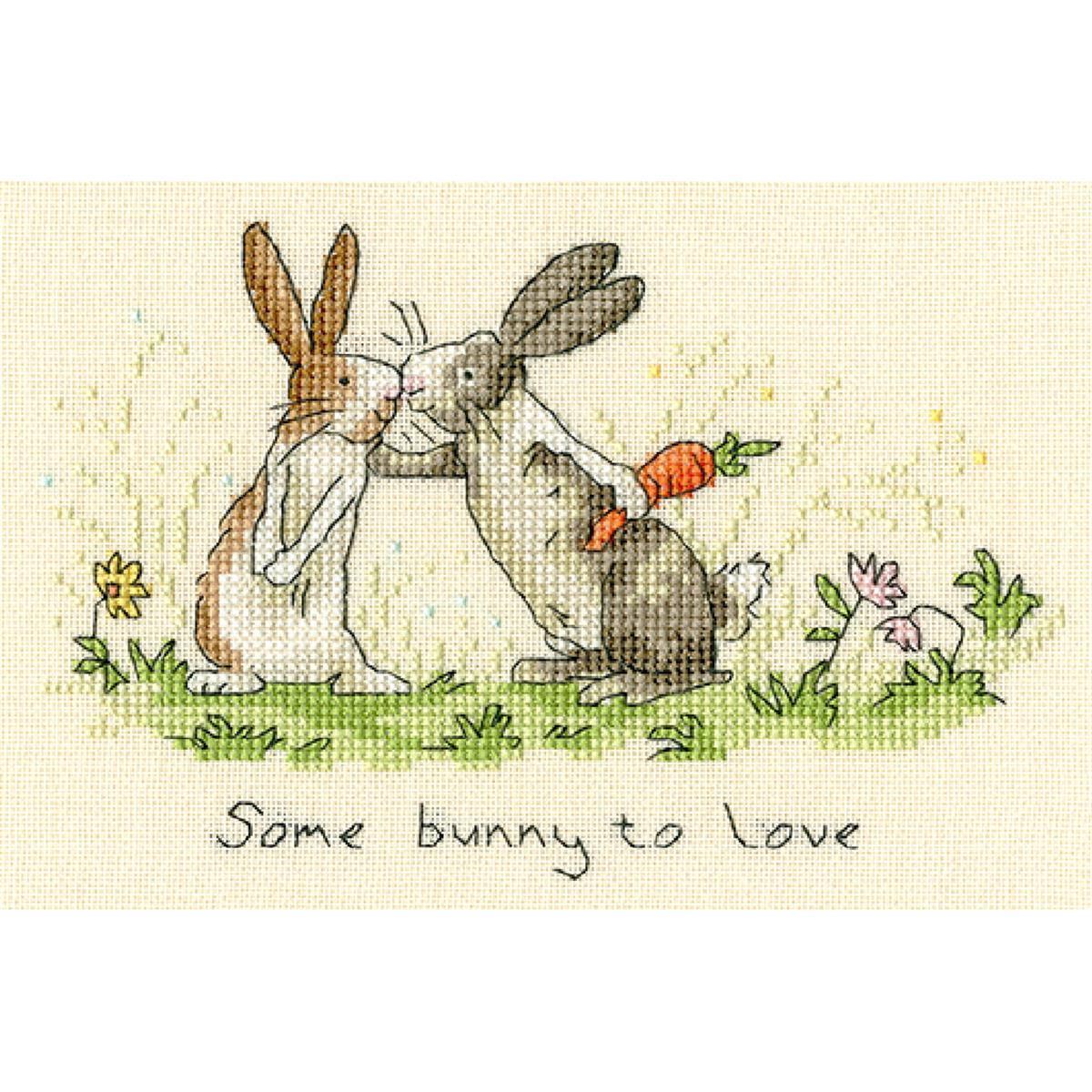 Bothy Threads counted cross stitch Kit "Some Bunny To Love", 12x18cm ...