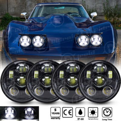 4PCS 5 3/4" 5.75" LED Headlights Hi/Lo Beam HeadLamp For Chevy Corvette ...