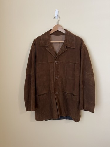 Ermenegildo Zegna Suede Leather Chore Coat Jacket Brown Wool Cashmere ...