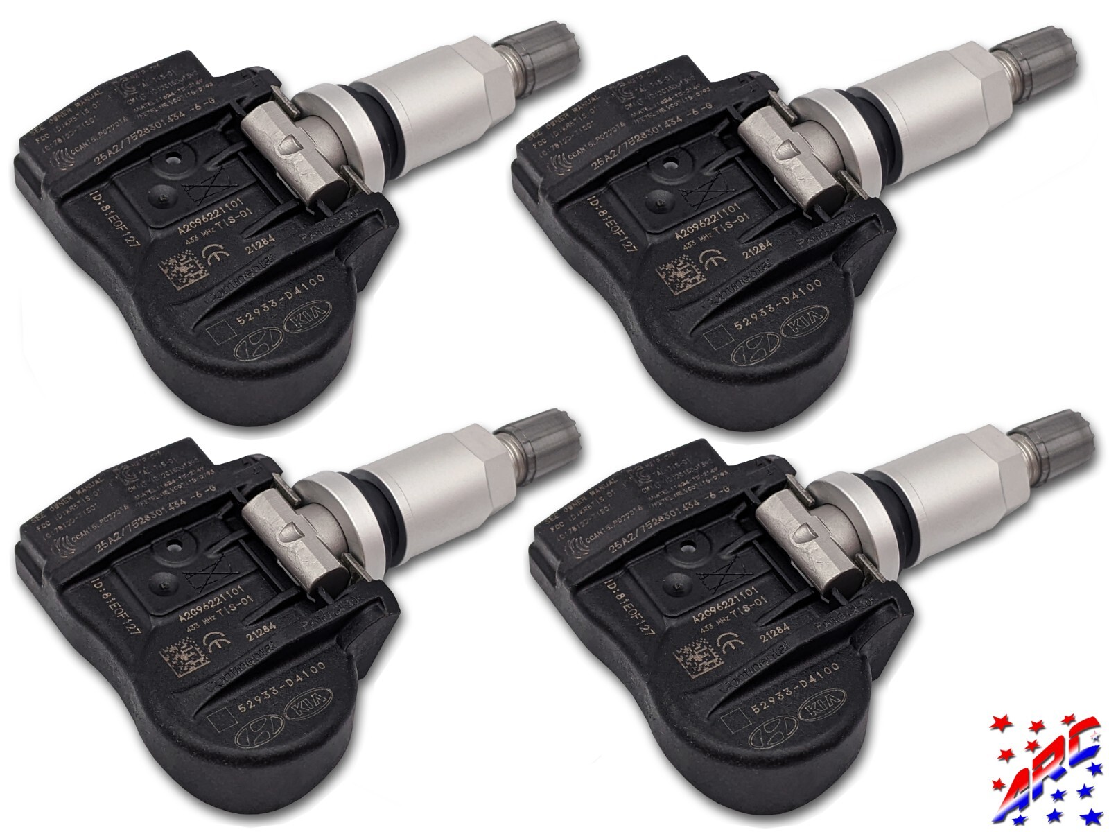 Complete Set of 4 Genuine OEM Hyundai Kia TPMS Tire Pressure Sensors ...