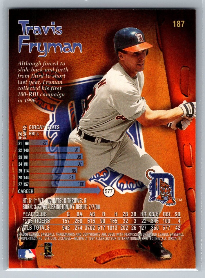 Travis Fryman 1997 Circa BASEBALL #187 Detroit Tigers | eBay