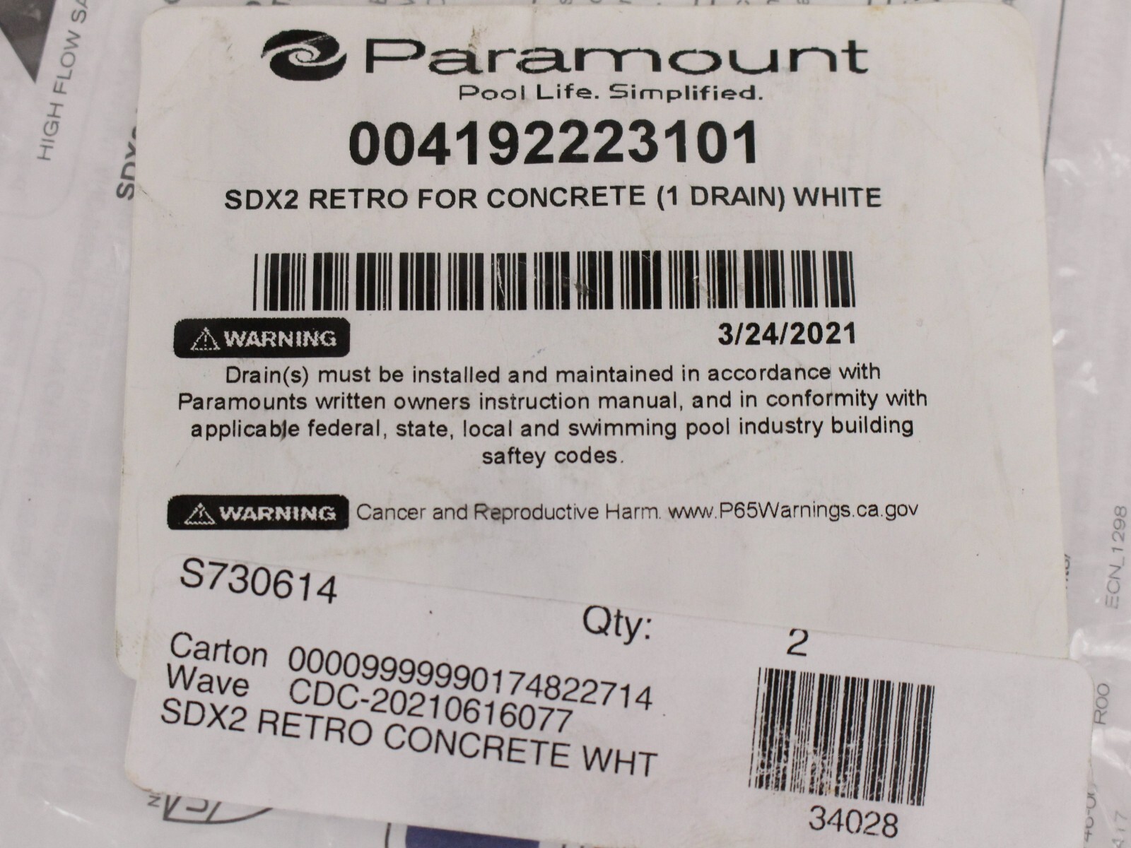 Paramount High Flow Concrete Safety Drain Gray SDX2 for sale online | eBay
