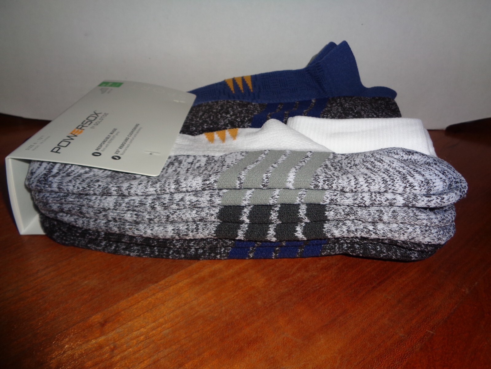 GOLD TOE Powersox Men's Arch Support Low Cut Socks 6 Pair Blue/White ...