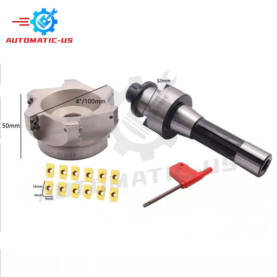4" 90 Degree Indexable Face Shell Mill Cutter, R8 Arbor with APMT1604 ...
