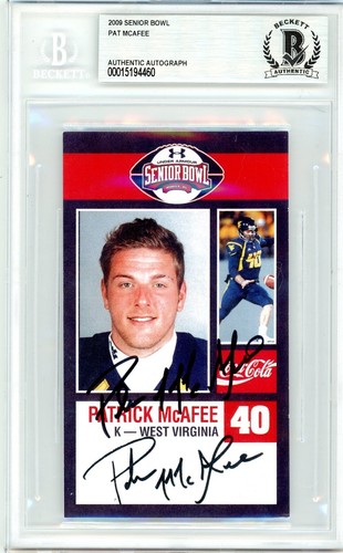 Pat McAfee 2009 Under Armour Senior Bowl True Rookie Card Autograph BAS ...