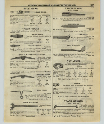 1927 PAPER AD Blue Grass Railroad Track Tools Rail Fork Clay Picks ...
