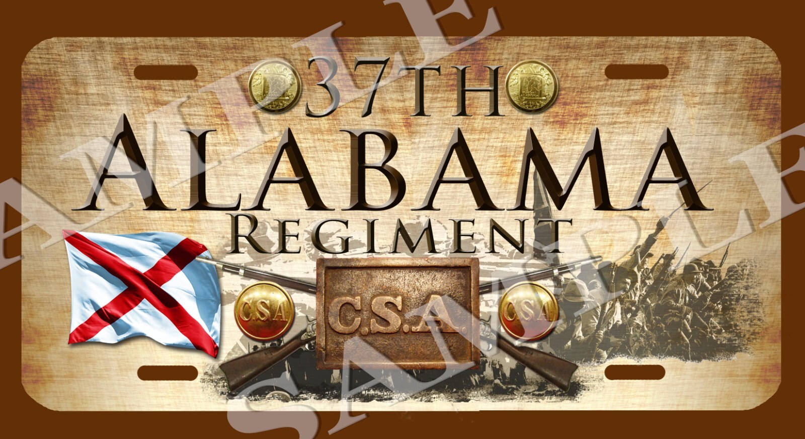 37th Alabama Regiment American Civil War Themed vehicle license plate ...